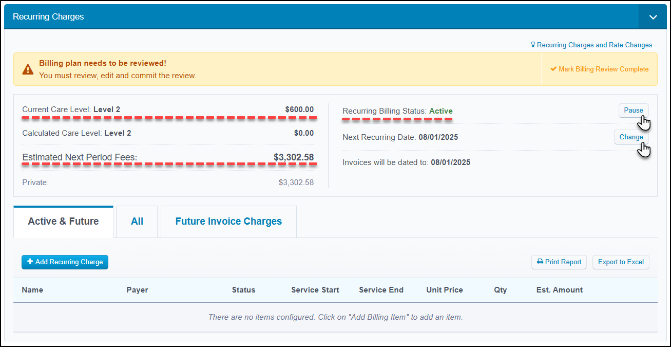Recurring Charges and Rate Changes – Medtelligent