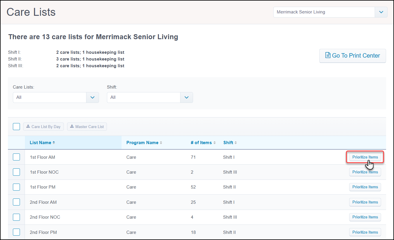 Prioritize Care Items in Care Tracking – Medtelligent