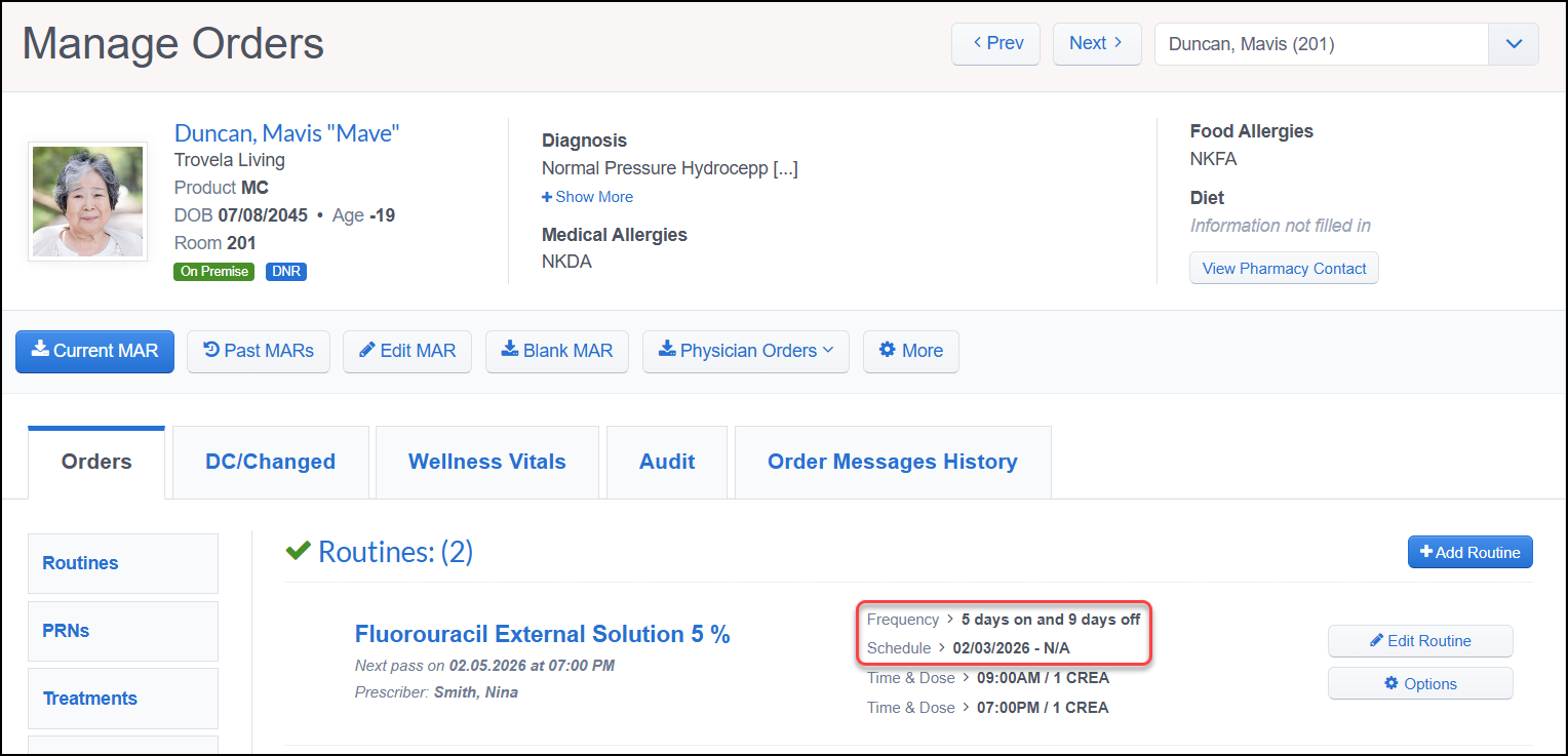 Cycle-based (On/Off) medication scheduling – Medtelligent